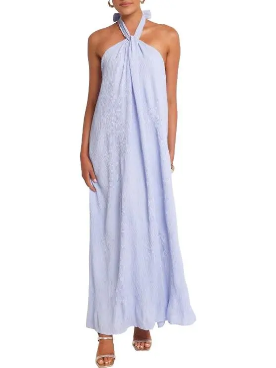 PETAL & PUP Theophania Halter Maxi Dress - Pale Blue