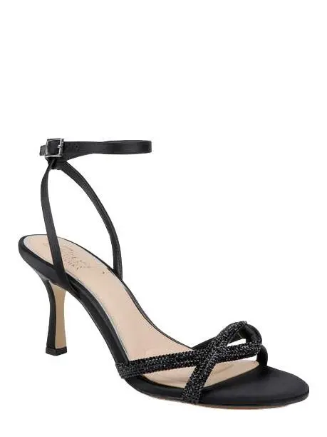 Badgley Mischka Fiji Ankle Strap Sandal - Black Satin