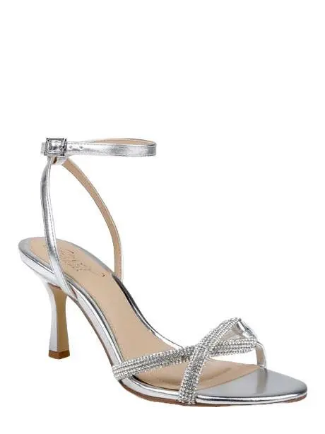 Badgley Mischka Fiji Ankle Strap Sandal - Silver Leather