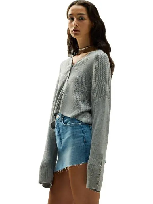 Hudson Jeans Boxy Cardigan With O-ring Detail - High Rise