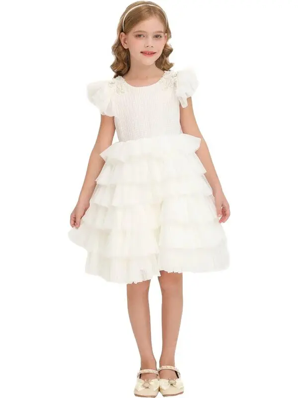 TULLEEN Elrose Ruffled Layered Dress - White