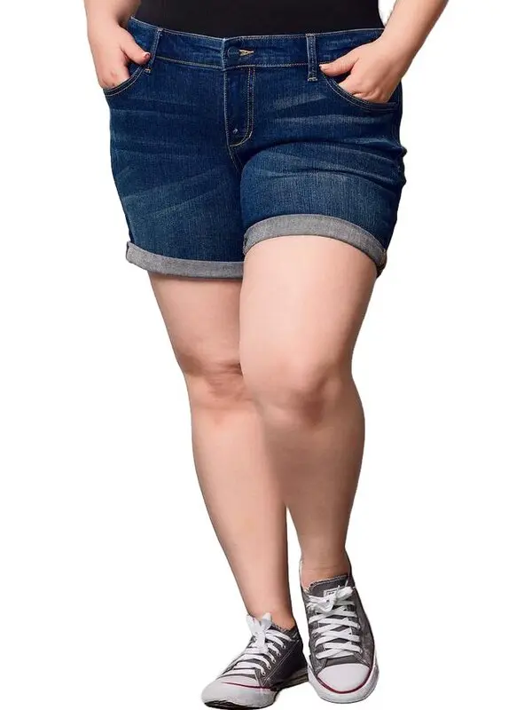 SLINK JEANS Cuffed Denim Shorts - Addison