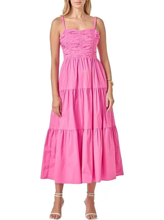 English Factory Ruched Tiered Sundress - Pink