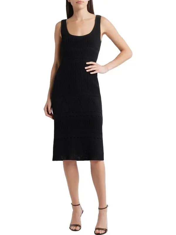 Kobi Halperin Emerson Open Stitch Sleeveless Dress - Black