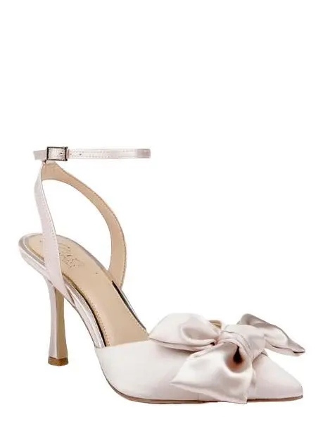 Badgley Mischka Francine Ankle Strap Pointed Toe Sandal - Champagne Satin