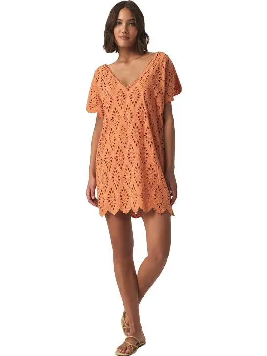 Splendid Eyelet V-neck Dress - Orange