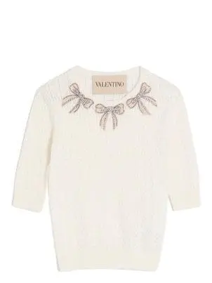 Valentino Garavani Embroidered Cotton Top - Neutral