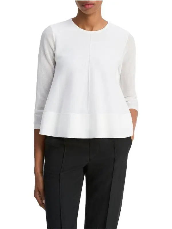 Vince Italian Cotton-blend A-line Sweater - White