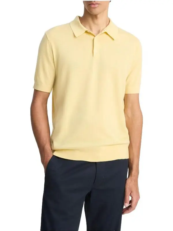 Vince Featherweight Merino Wool-cashmere Polo Sweater - Gold