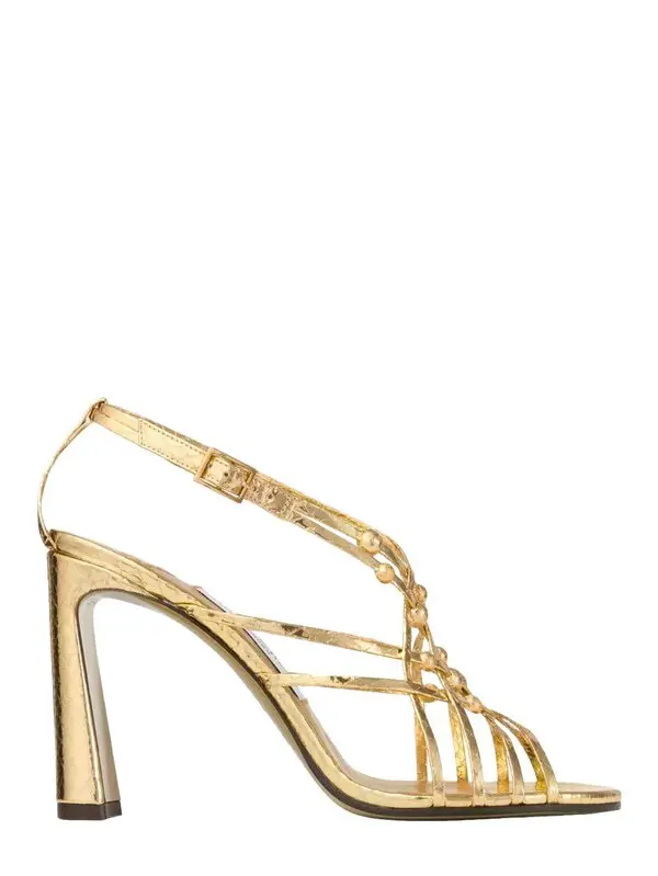 JIMMY CHOO 90mm Leather Heeled Sandals - Gold