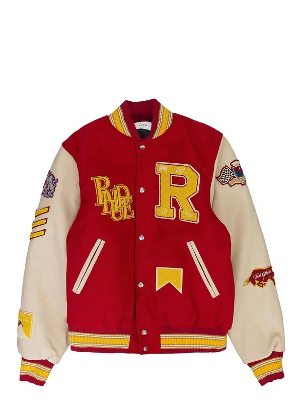 Rhude Bull Market Varsity Jacket - Red