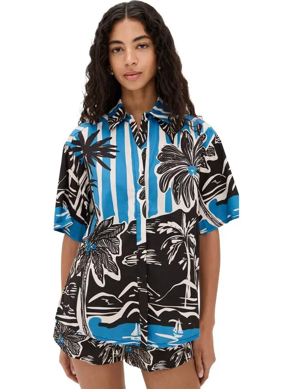 SEVEN WONDERS Adelyn Palm Print Shirt - Tropez Print