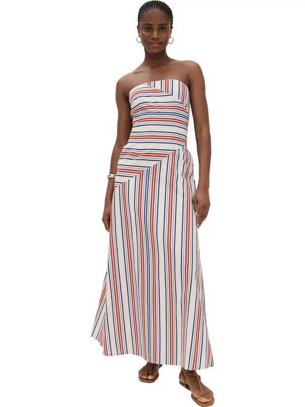 SEVEN WONDERS Maliah Strapless Maxi Dress - Red/blue