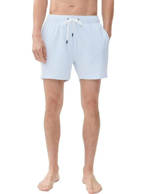 Onia Charles 5 Swim Trunks - Pale Blue/whte