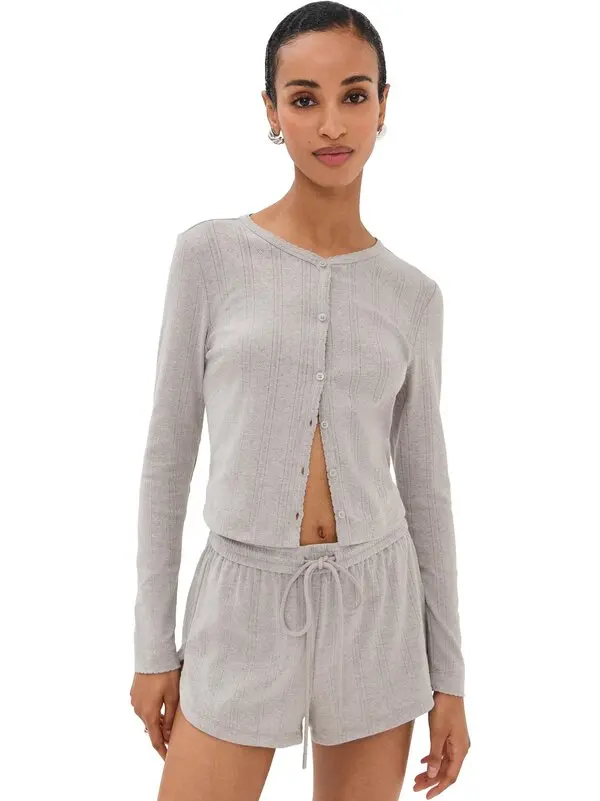 LE BOP Audrey Pointelle Cardigan - Heather Grey