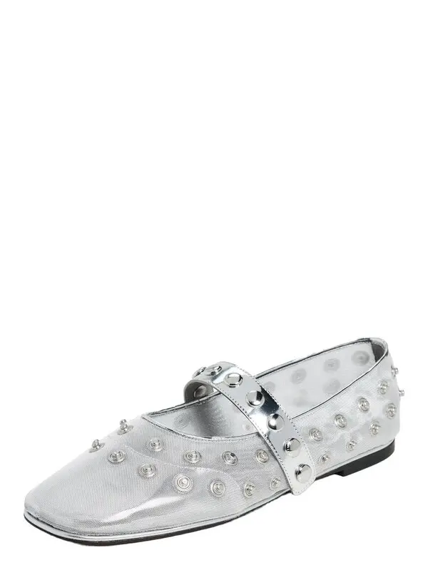 Stella McCartney Ryder Day Mesh Flats With Snaps - Silver