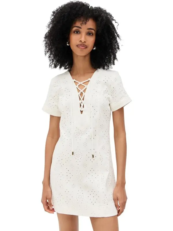 Ramy Brook Ines Mini Eyelet Dress - White Eyelet