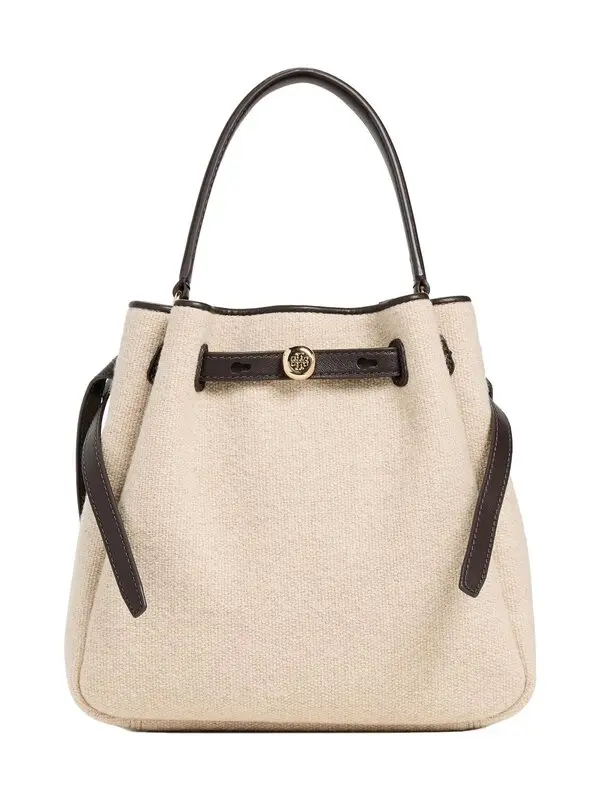 Tory Burch Romy Canvas Bucket Bag - Cafe Latte