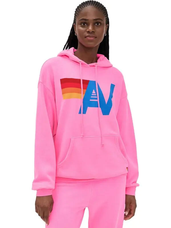 Aviator Nation Logo Pullover Hoodie - Neon Pink