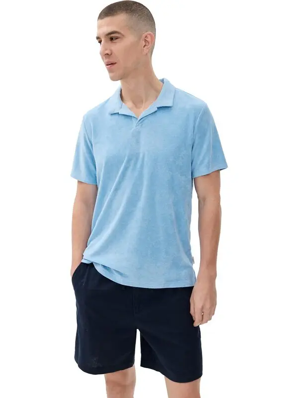 Onia Towel Terry Johnny Collar Polo - Air Blue