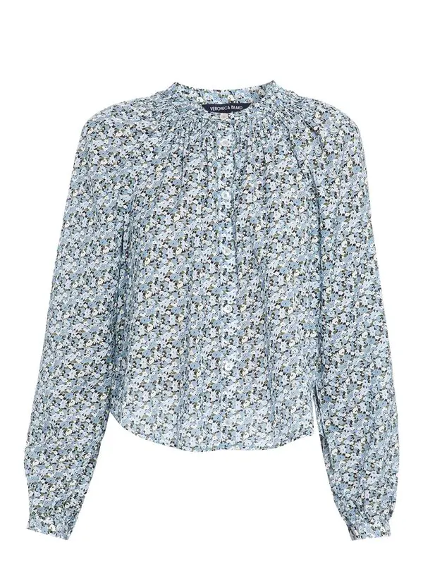 Veronica Beard Madge Floral Blouse - Lake Mist Multi