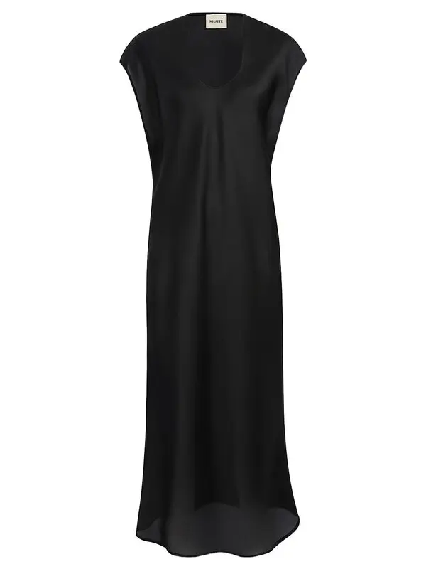 Khaite Darby Cap-sleeve Silk Maxi Dress - Black