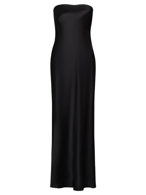 Vince Satin Strapless Maxi Dress - Black