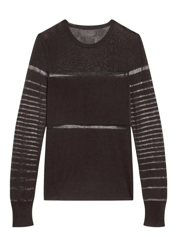 Helmut Lang Spaced Sheer Long-sleeve Top - Espresso - D1p