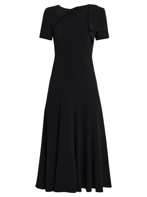 Roland Mouret Shoulder Drape Light Cady Midi Dress - Black