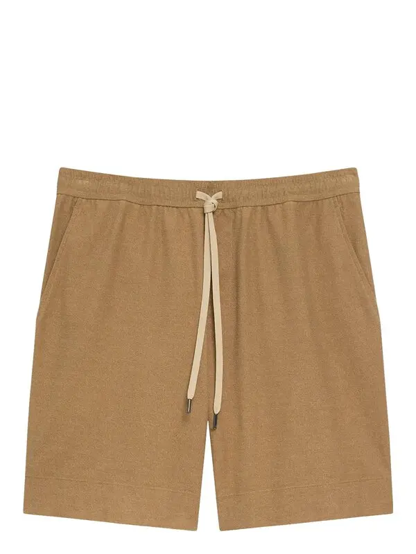 Theory Relaxed Cotton Drawstring Shorts - Dark Chino