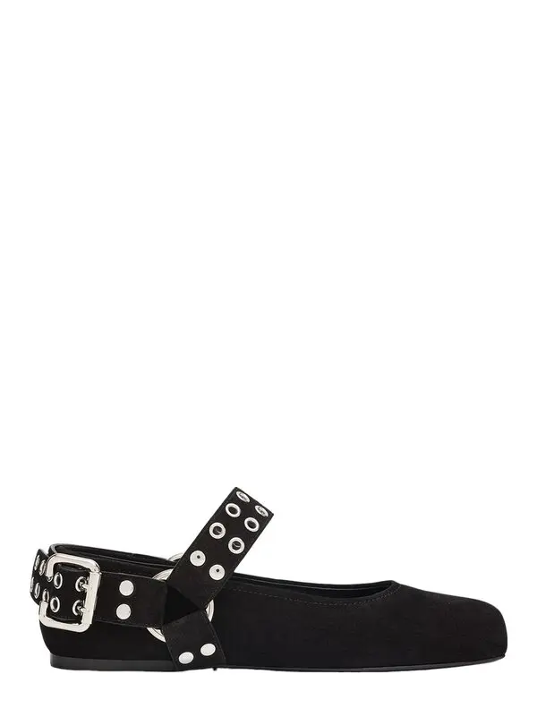 Alaïa Biker Suede Ballerina Flats - Noir