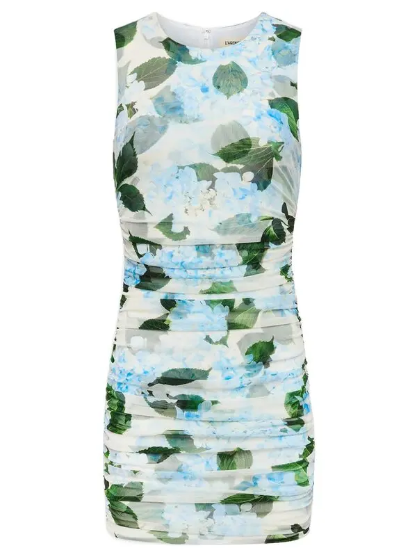L'Agence Sallie Sleeveless Mini Dress - Ivorylt Blue Lrg Hydrangea