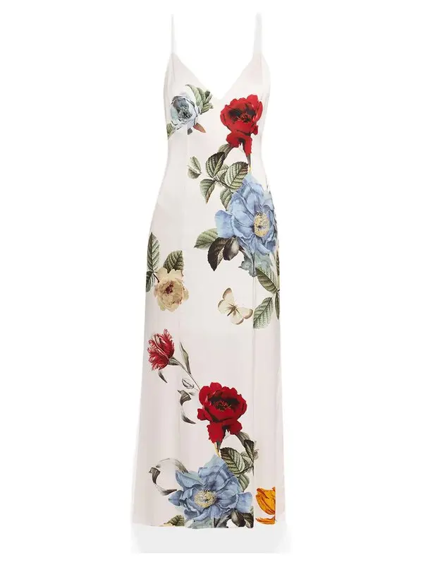 Alice + Olivia Julietta Floral Midi Slip Dress - Provence Floral Lg