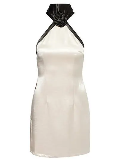 AMY LYNN Satin Mini Dress With Appliqué Detail - Ivory