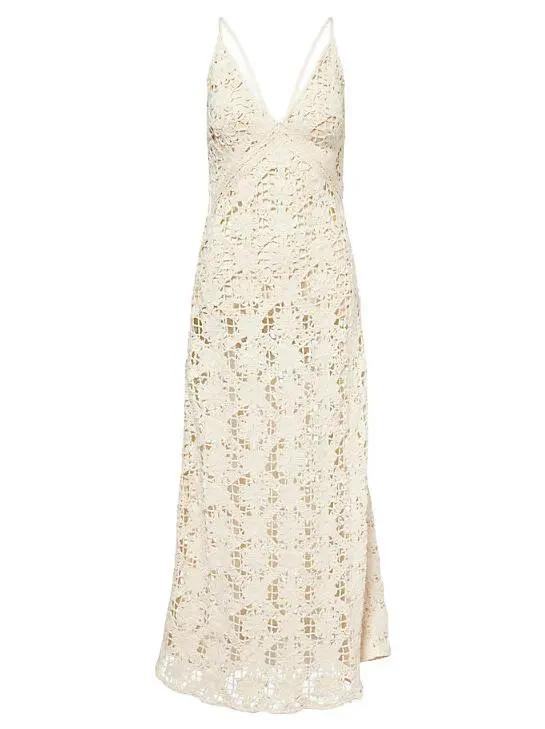 AMY LYNN Sylvia Crochet Cotton Maxi Dress - Beige