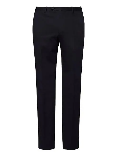 Corneliani Straight-leg Cotton And Cashmere-blend Trousers - Navy Blue