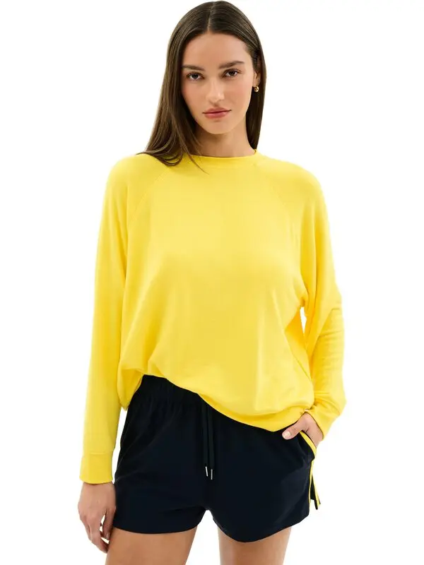 Splits59 Andie Oversized Fleece Crewneck Pullover - Bright Yellow