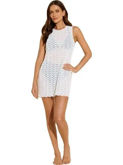 STYLEST Aqualace Shift Dress Cover-up - Blanc Geo Lace