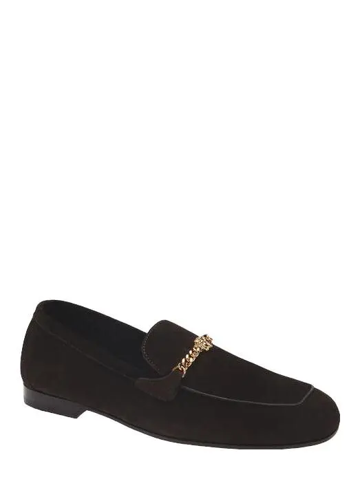 Versace Medusa Chain Suede Loafer - Ebano-versace Gold