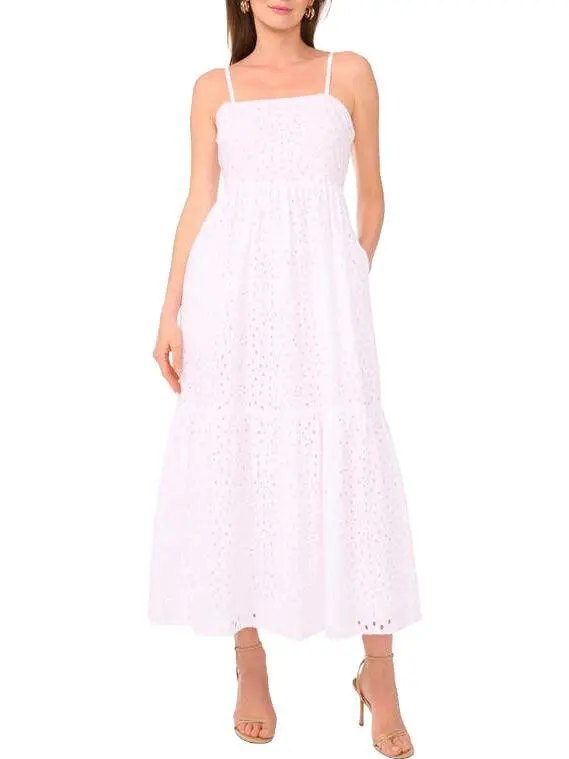 CECE DUPRAZ Eyelet Cotton Midi Sundress - Ultra White