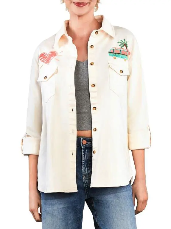BILLY T Embroidered Button-up Shirt - Shy Pink