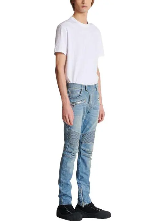 Balmain Denim Biker Jeans - Blue