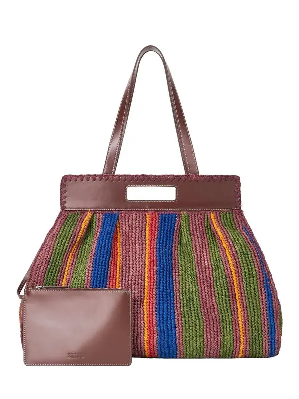 Staud Rue Raffia Tote Bag - Jungle Stripe Raffia