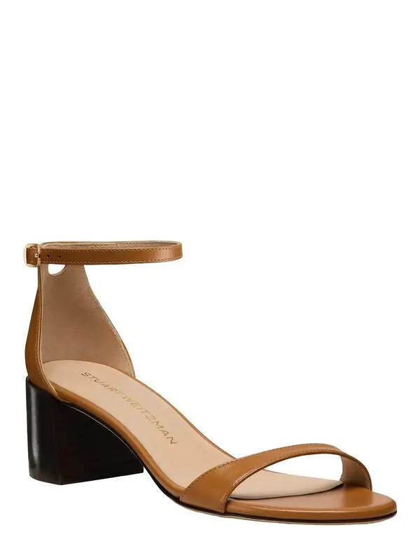 STUART WEITZMAN Nudist Block Heel Sandal - Macchiato/ Dark Brown
