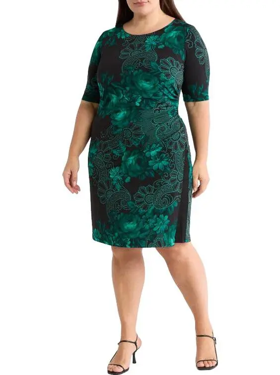 CONNECTED APPAREL Side Shirred Body-con Dress - Hunter