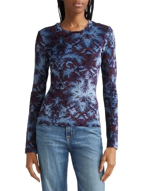 Etro Paisley Burnout Jersey Top - Multicolor Blue Base