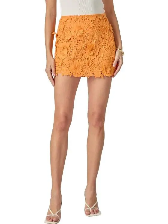 Endless Rose Floral Lace Mini Skirt - Orange