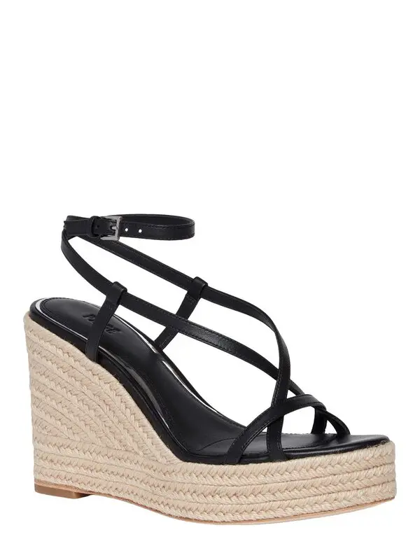 Paige Marlow Ankle Strap Espadrille Wedge Sandals - Black