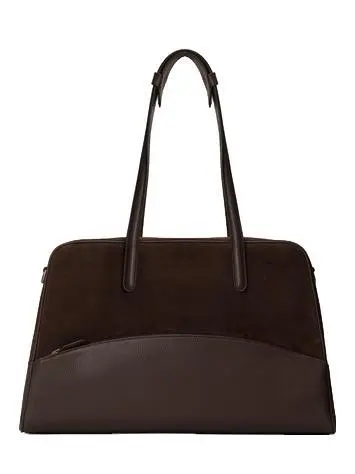BY BANOO Leather 24 Hour Suitcase - Mocha/gold