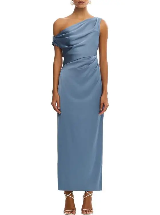 Significant Other Alyssa Pleated One-shoulder Gown - Iron